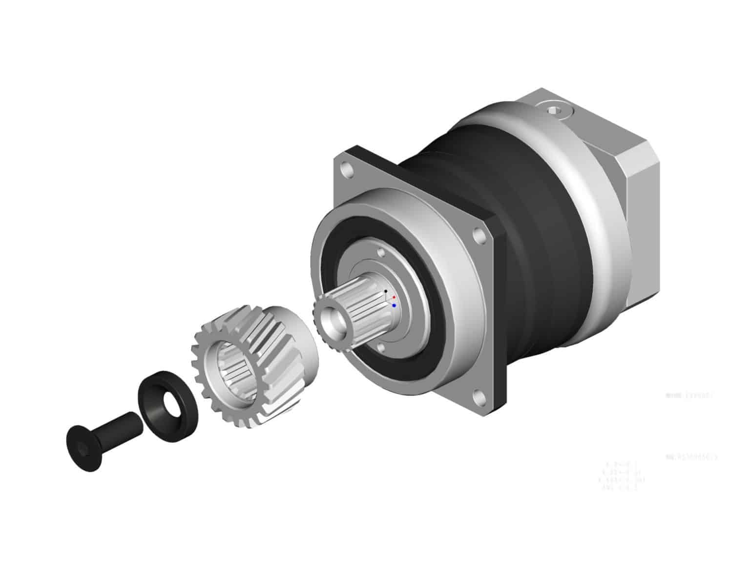 Rondsel op steek-as voor montage aan holle-as tandwielkast